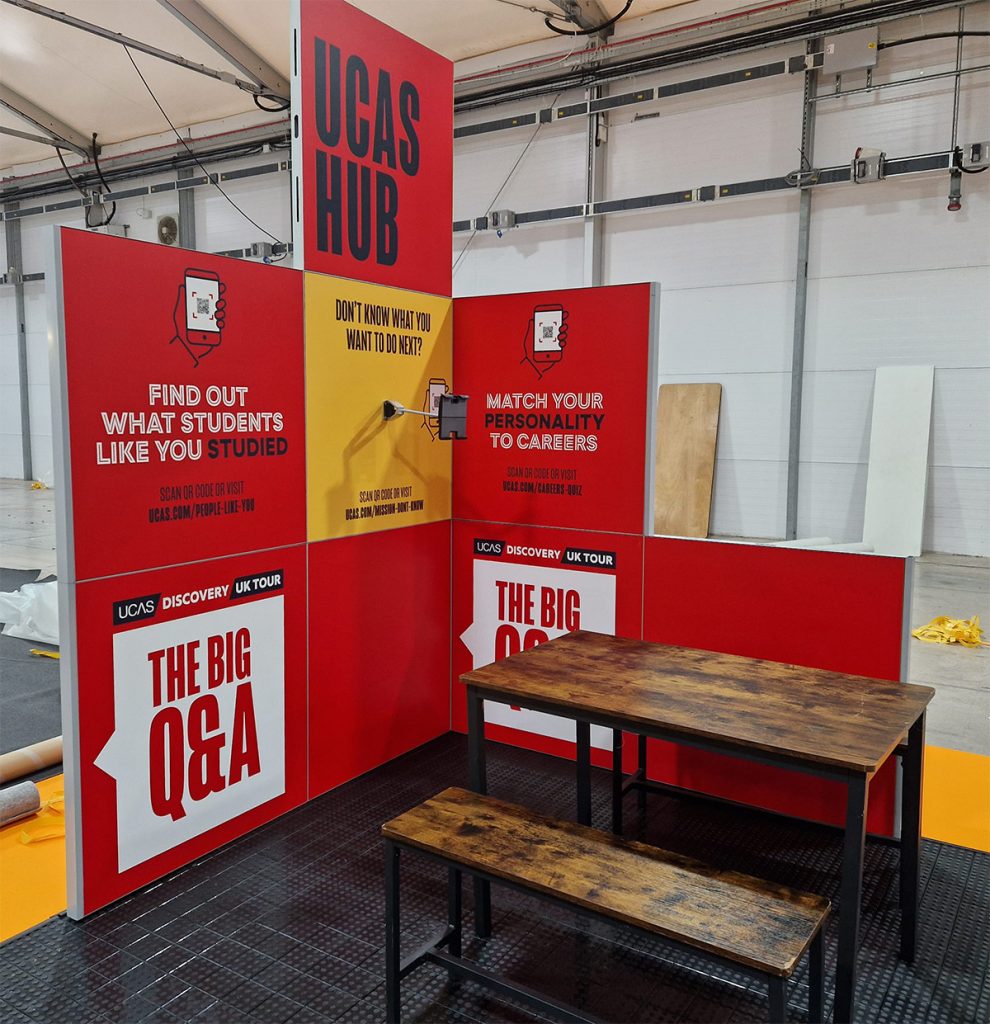 ayble modular stand produced for UCAS to be used throughout their 2023 ...